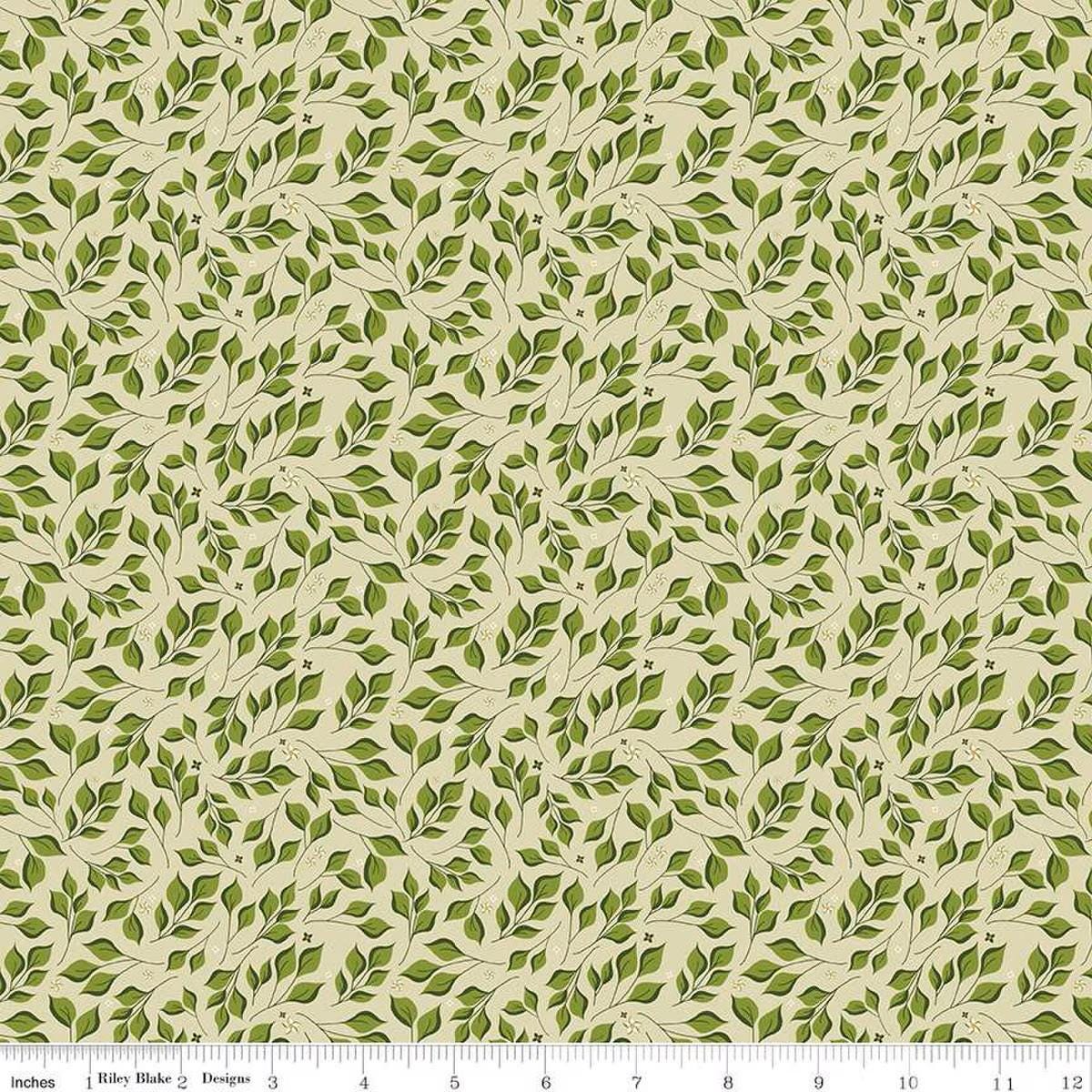 Curated Blooms Leaves Light Olive Cotton Fabric by the Yard – Ray of ...